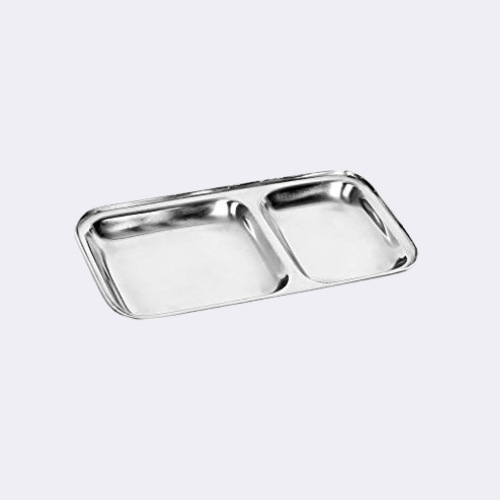 Stainless Steel Tikki Plate With 2 Compartment. - Desie Style